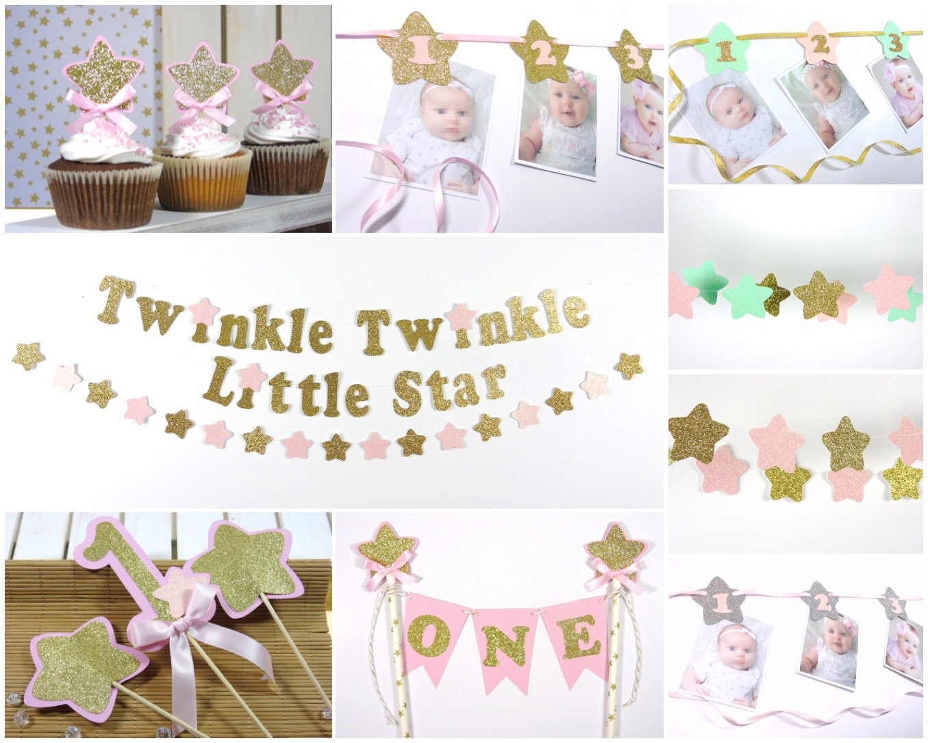 Twinkle Twinkle Little Star Gold Glitter Banner Stars - Etsy