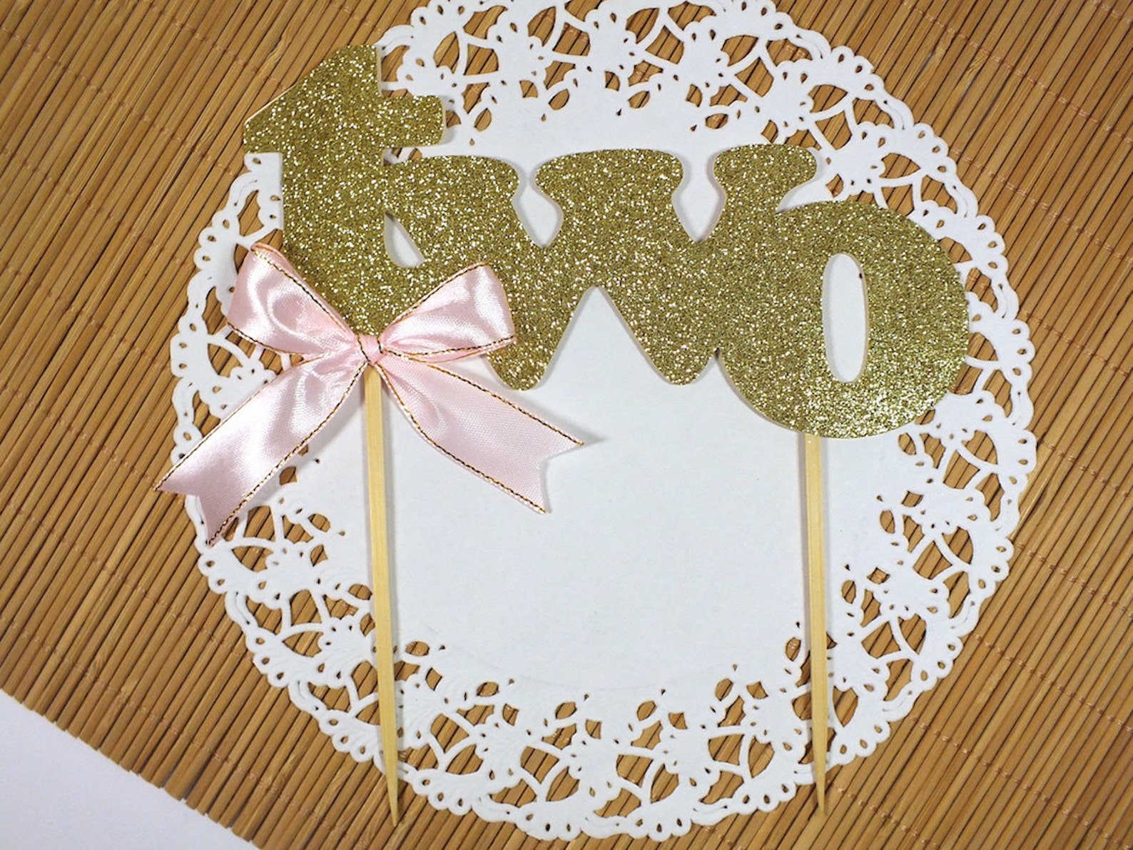Cake Topper Two Cake Topper Gold and Pink Gold and Blush - Etsy