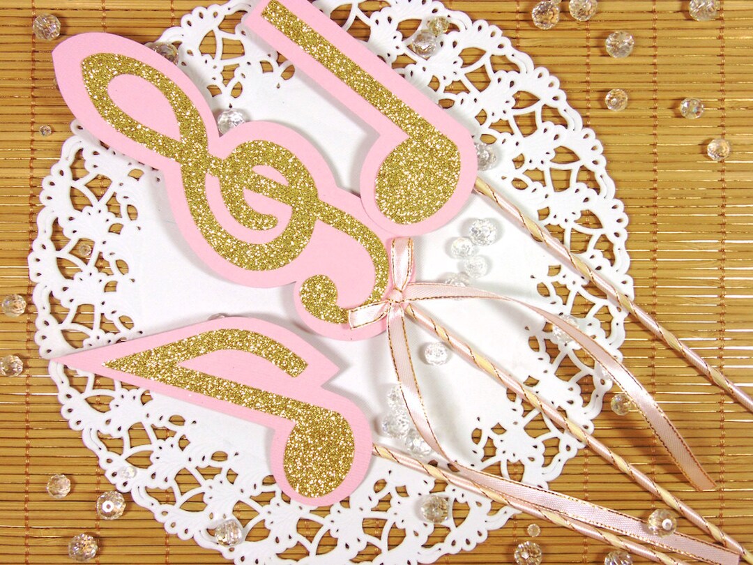 Music Party, Notes Centrepieces, Gold and Pink First Birthday, Pink and ...