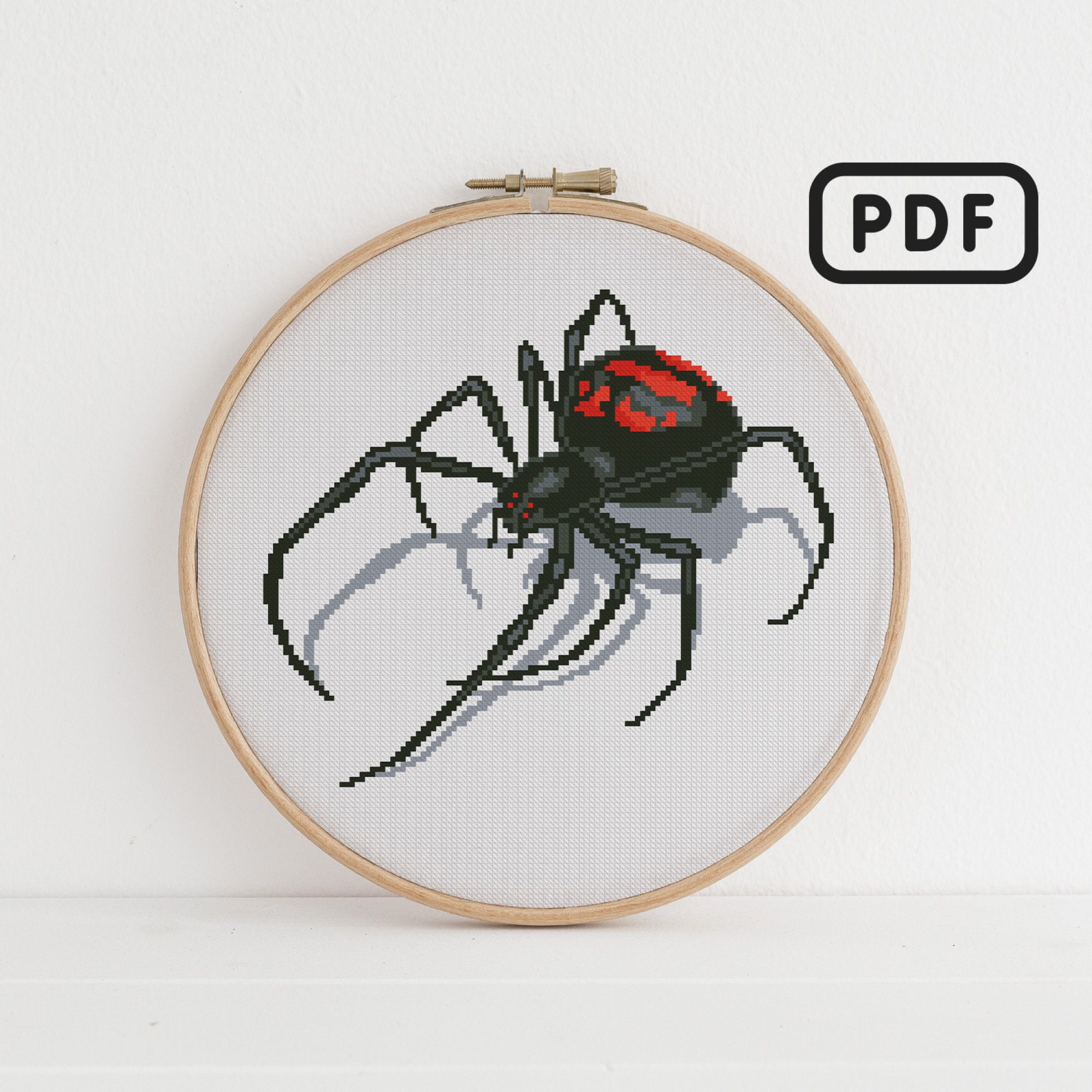 Сreepy Cross Stitch Pattern PDF. Black Widow Spider Art Decor. | Etsy