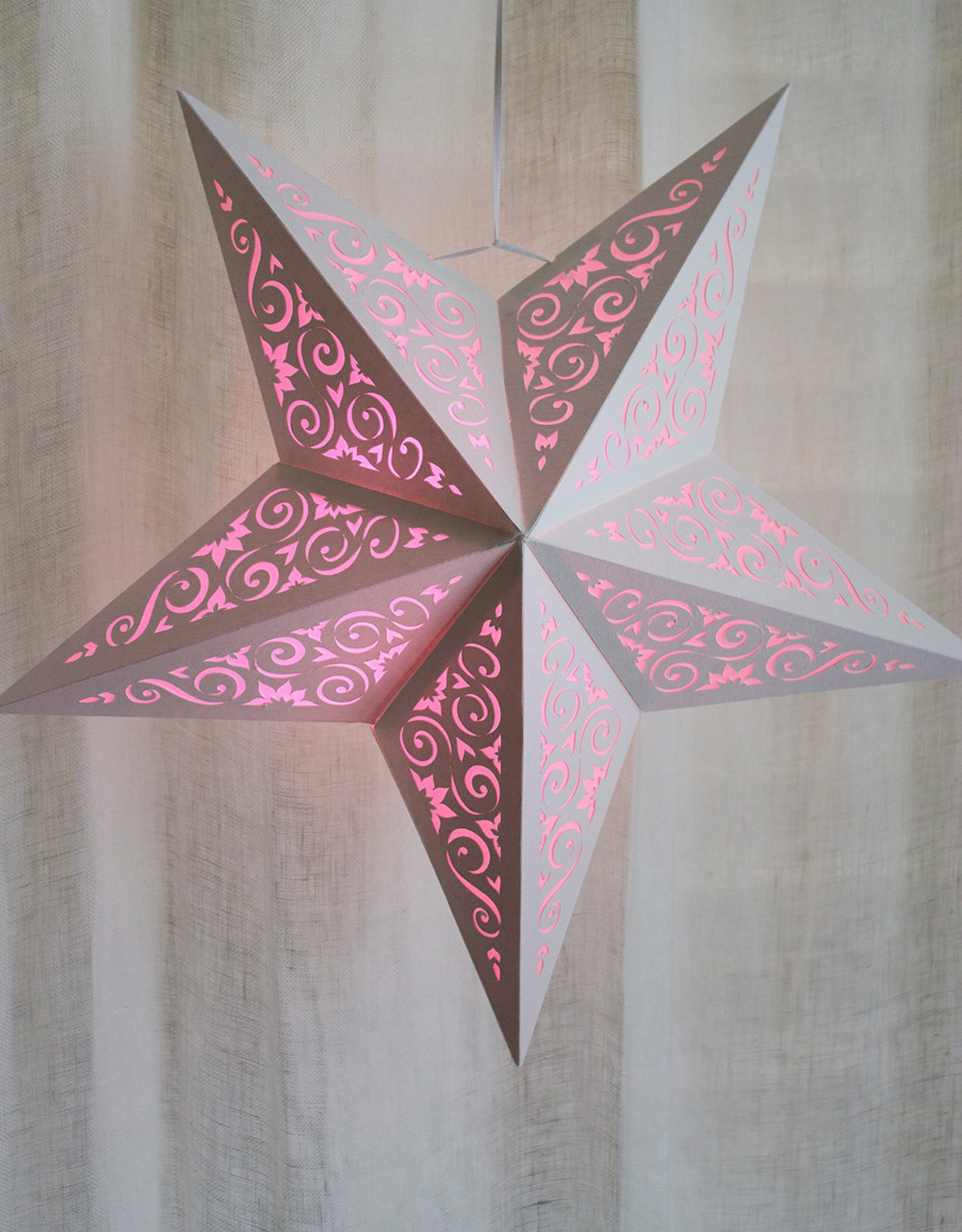 3D Paper Star Lantern W Scroll Cutouts SVG CUTTING FILE Pdf - Etsy