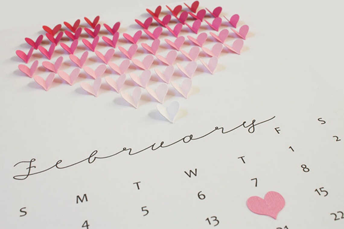 Customized Ombre Heart Calendar Page DIGITAL ONLY 1st - Etsy