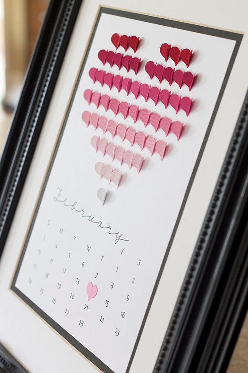 Customized Ombre Heart Calendar Page (DIGITAL ONLY) - 1st Anniversary ...
