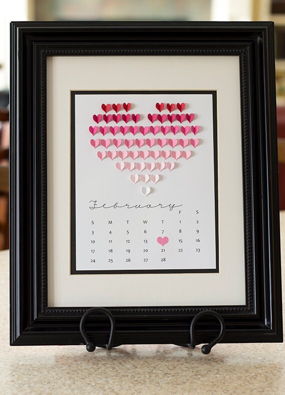Customized Ombre Heart Calendar Page (DIGITAL ONLY) - 1st Anniversary ...