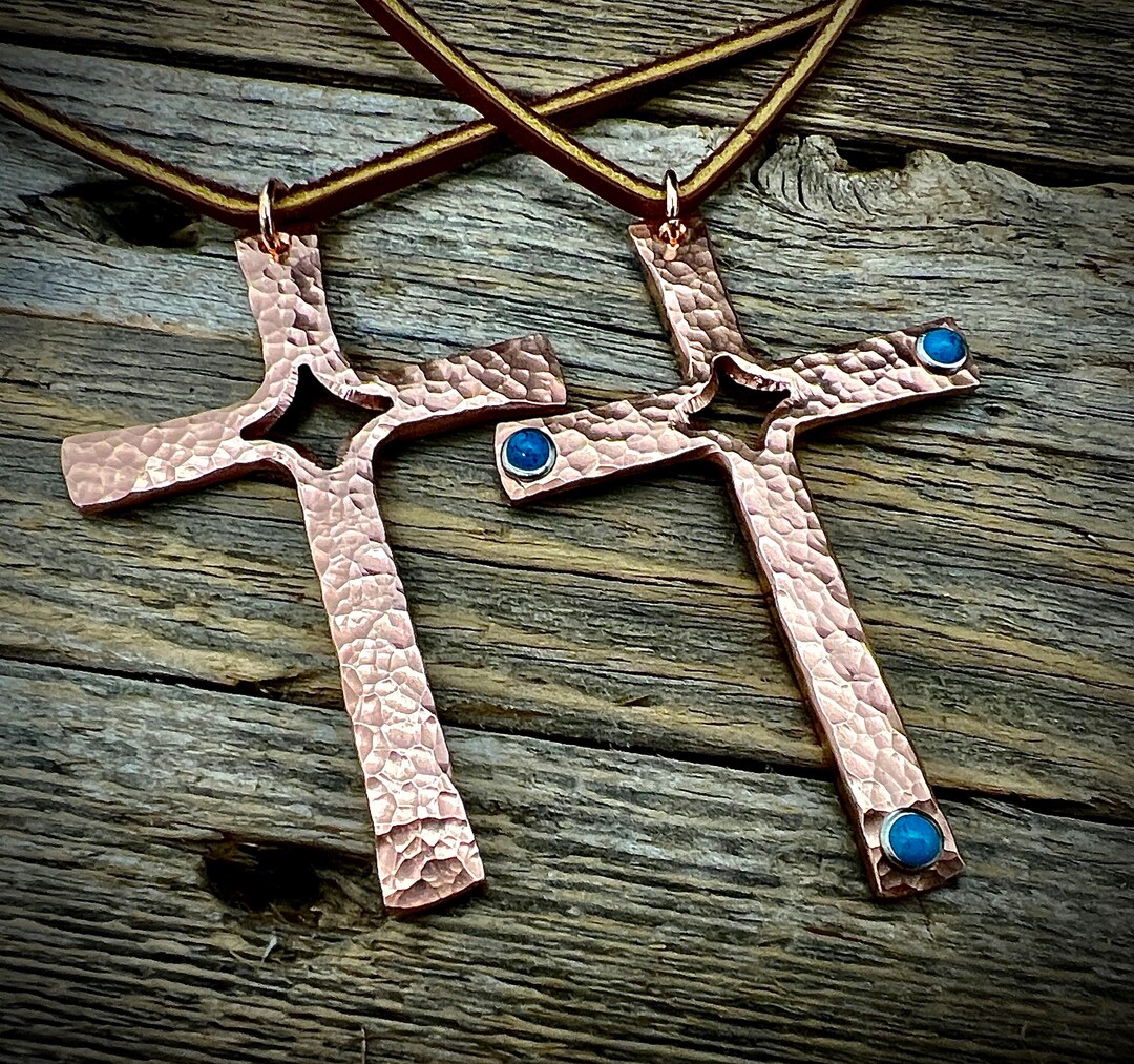 Solid Copper Split Cross Pendant - Etsy