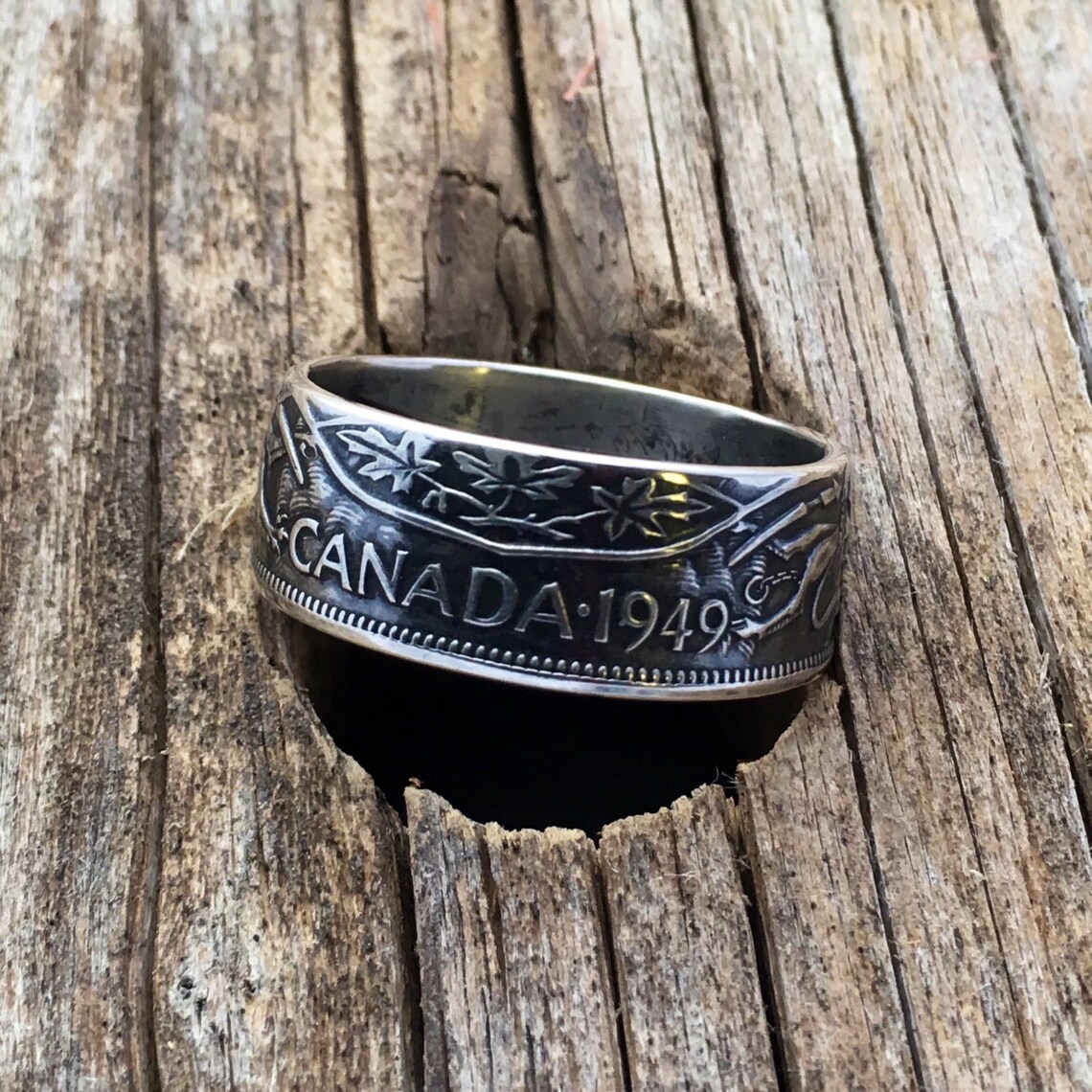 Handcrafted Coin Ring Canadian 50 Cent Large Date 80% | Etsy