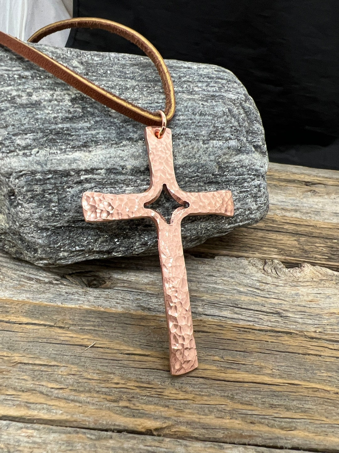 Solid Copper Split Cross Pendant - Etsy