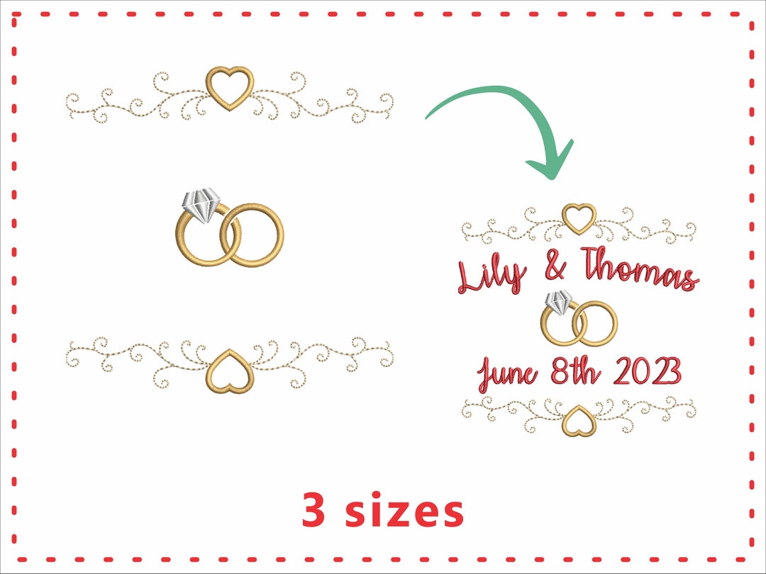 Wedding Ring Machine Embroidery Template Bridal Ring Engagement Machine ...
