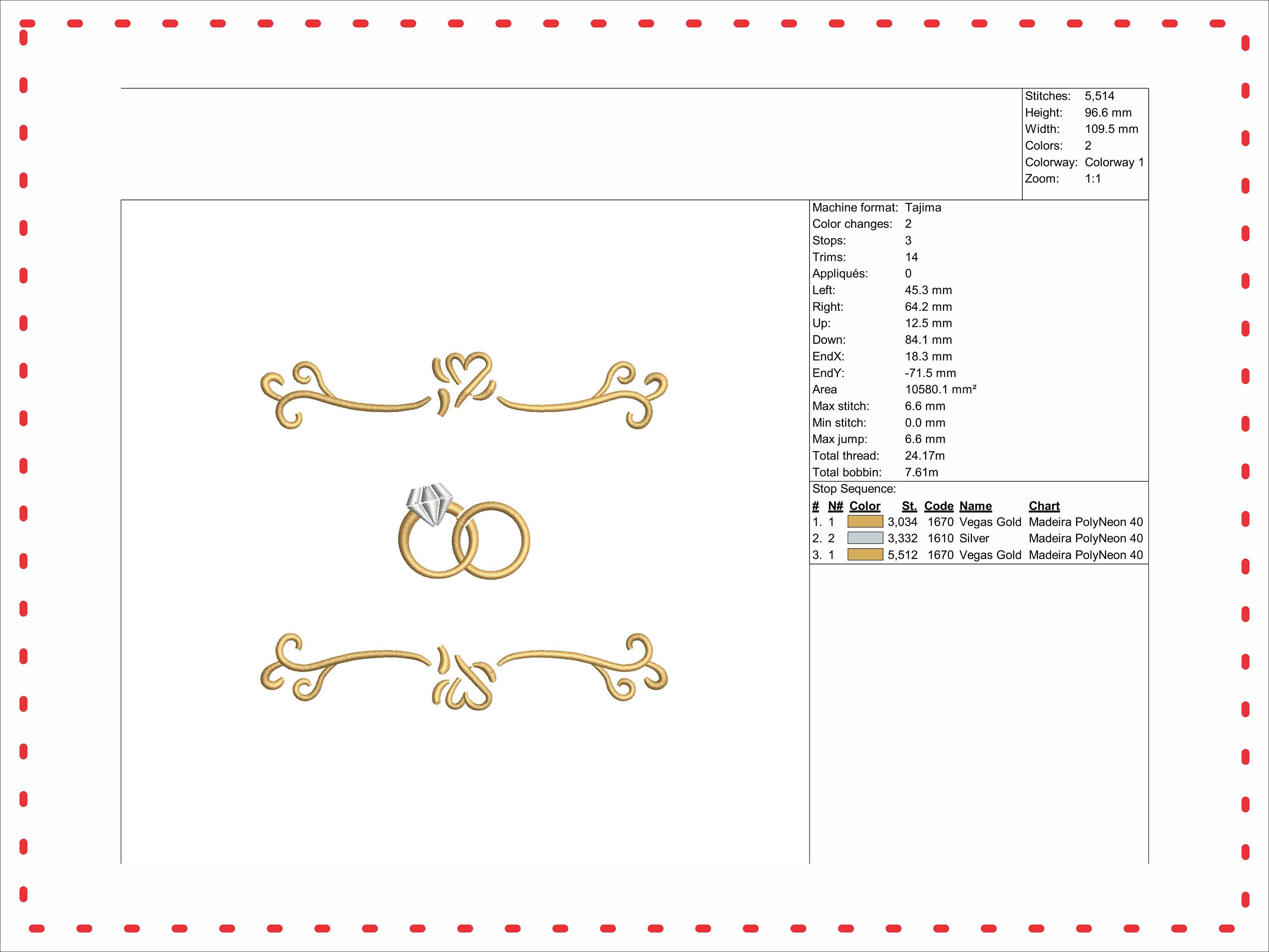 Wedding Ring Machine Embroidery Template Bridal Ring Engagement Ring ...