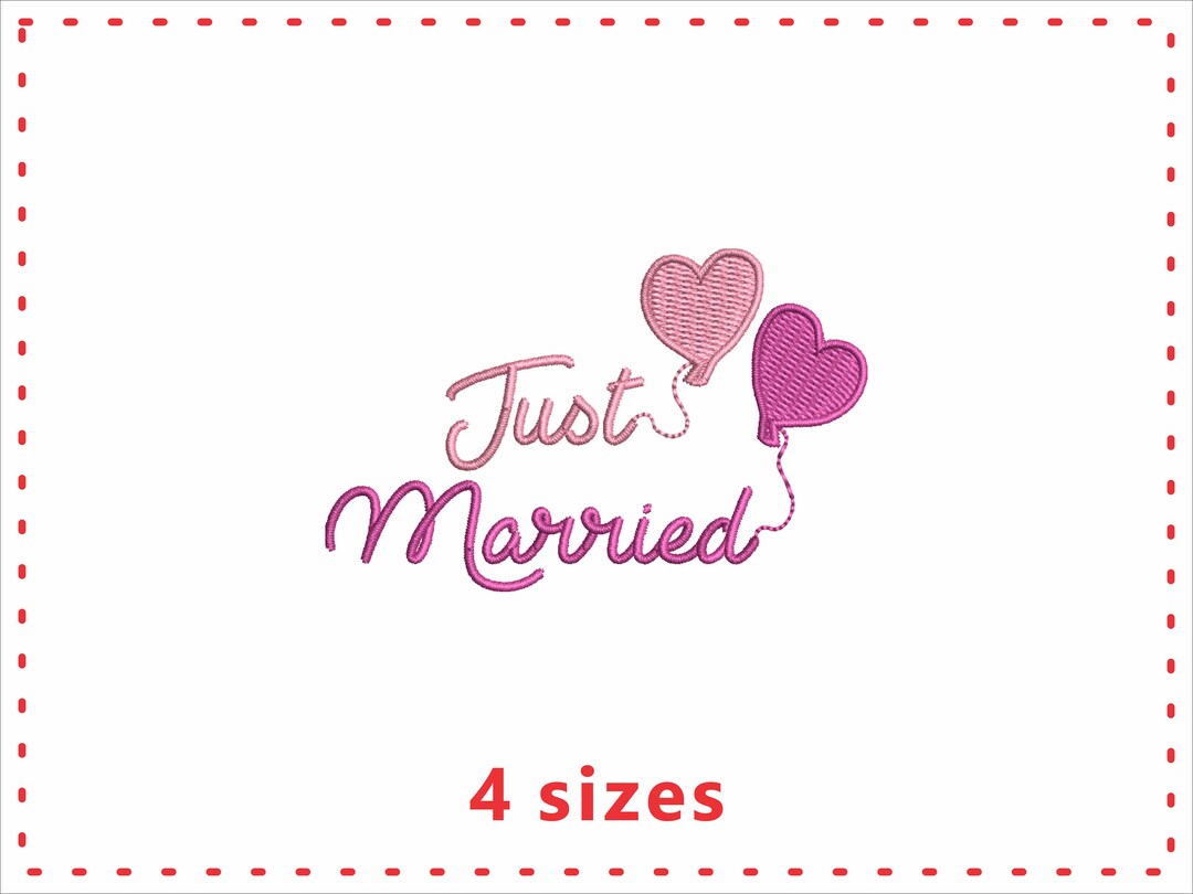 Just Married Embroidery Design Wedding Gift Honeymoon Couple Wedding ...