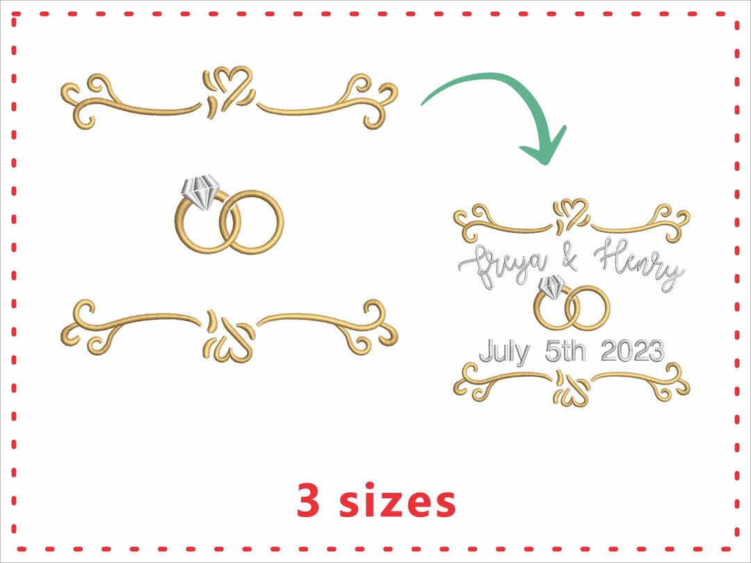 Wedding Ring Machine Embroidery Template Bridal Ring Engagement Ring ...
