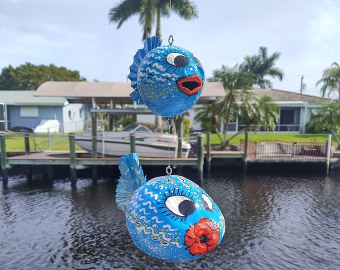 Tropical Hand-painted Coconut Blow Fish Mobile, Tiki Bar Décor and More ...