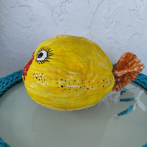 Large Tropical Hand-painted Coconut Fish Set of Two FREE SHIPPING Pool ...