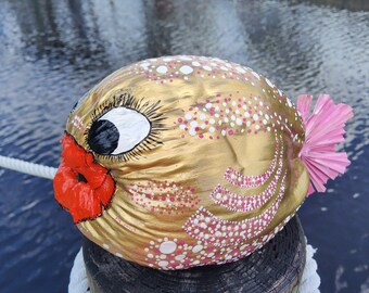 Hand Painted Coconut Art-flamingo Painting-original Artwork by - Etsy