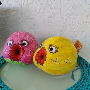 Large Tropical Hand-painted Coconut Fish Set of Two FREE SHIPPING Pool ...