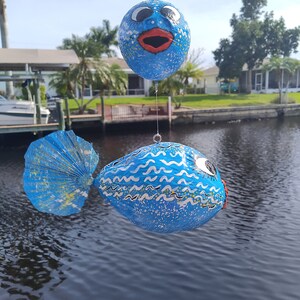 Tropical Hand-painted Coconut Blow Fish Mobile, Tiki Bar Décor and More ...
