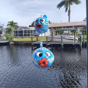 Tropical Hand-painted Coconut Blow Fish Mobile, Tiki Bar Décor and More ...