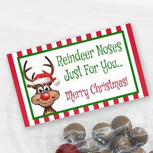 Reindeer Noses Bag Toppers for Christmas Party Favors, Holiday Treat ...