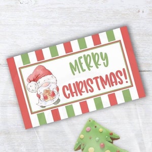 Printable Christmas Gnome Candy or Cookie Bag Toppers, Red Green ...