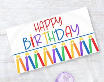 Printable Happy Birthday Treat Bag Toppers, Birthday Party Candle Candy ...