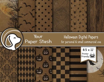 Orange & Black Halloween Digital Scrapbook Papers with | Etsy