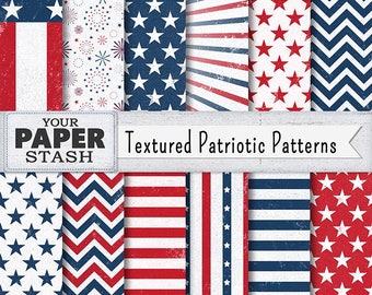 Vintage Patriotic Digital Paper 4th of July Scrapbook Page | Etsy