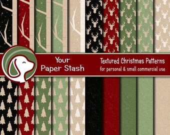 Red & Gold Christmas Digital Scrapbook Paper With Traditional | Etsy