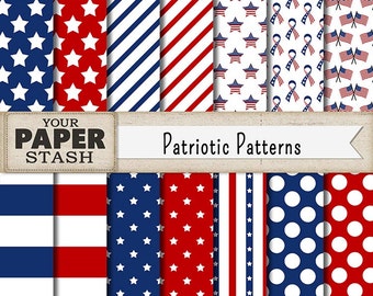 Vintage Patriotic Digital Paper 4th of July Scrapbook Page | Etsy