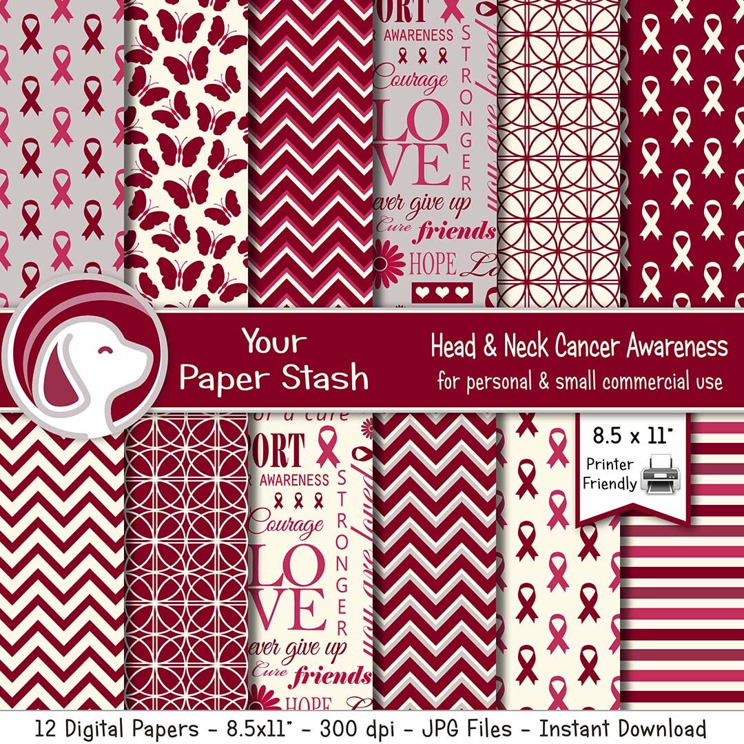 Printable Head Neck Cancer Awareness Digital Paper Backgrounds ...