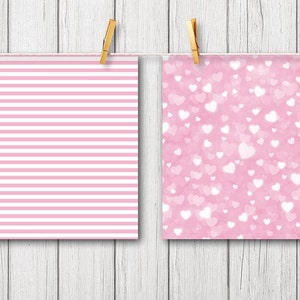 Romantic Heart Valentine's Day Digital Paper Pack, Pink and Lavender ...