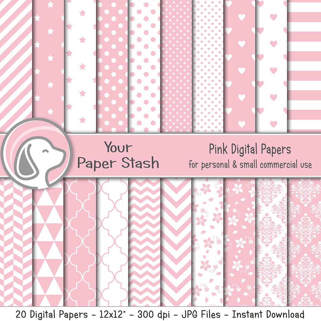 Pink Digital Paper Pack for Baby Shower Gender Reveal & Birthday ...