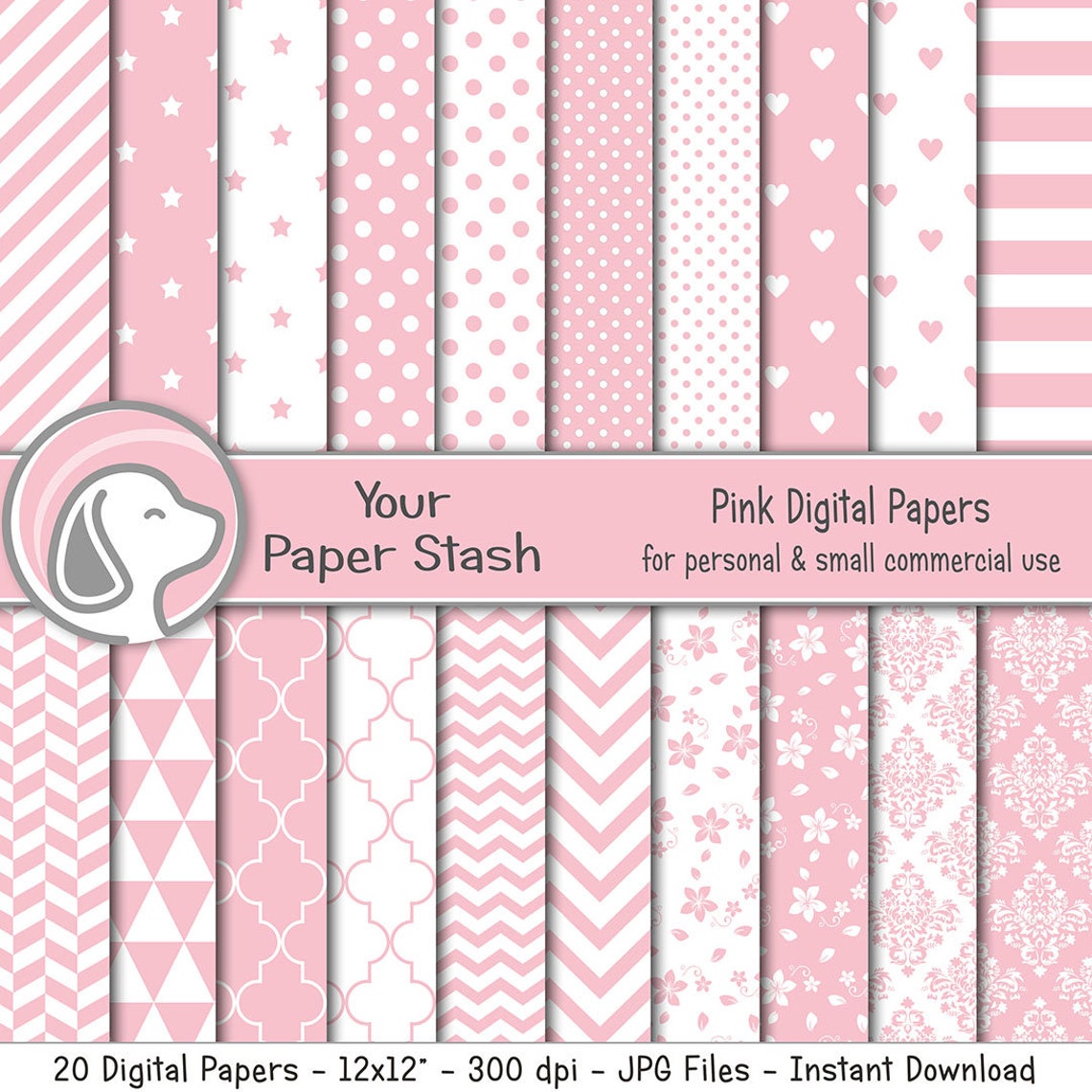 Pink Digital Paper Pack for Baby Shower Gender Reveal & - Etsy