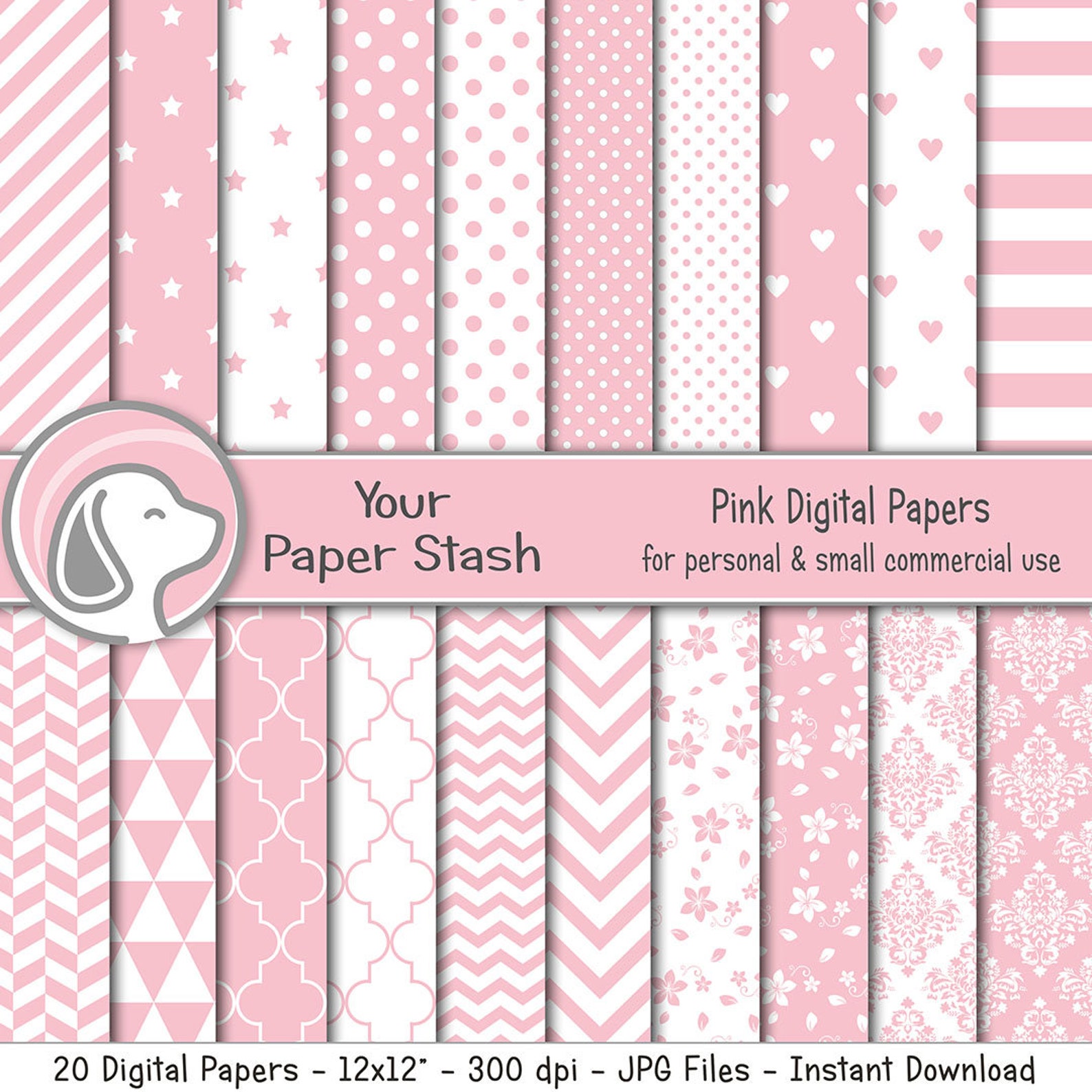 Pink Digital Paper Pack for Baby Shower Gender Reveal & - Etsy