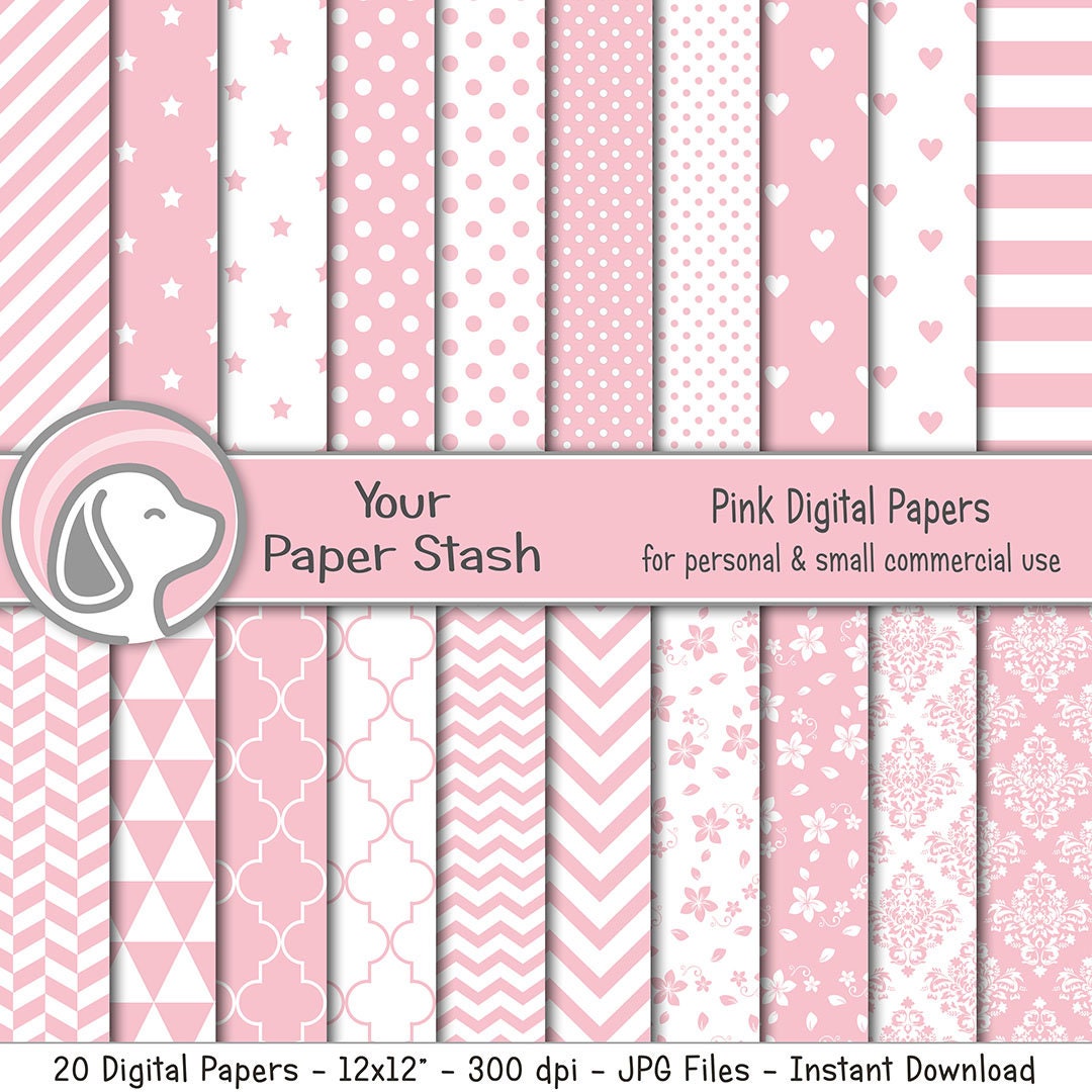 Pink Digital Paper Pack for Baby Shower Gender Reveal & Birthday ...