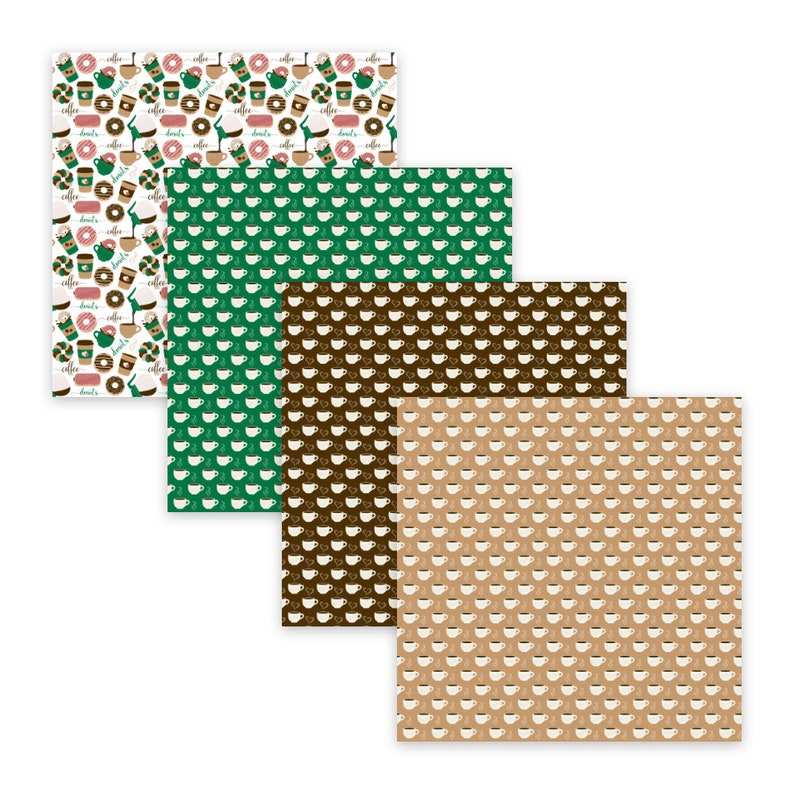 Coffee Donut Digital Papers Coffee Bean Clipart Backgrounds - Etsy