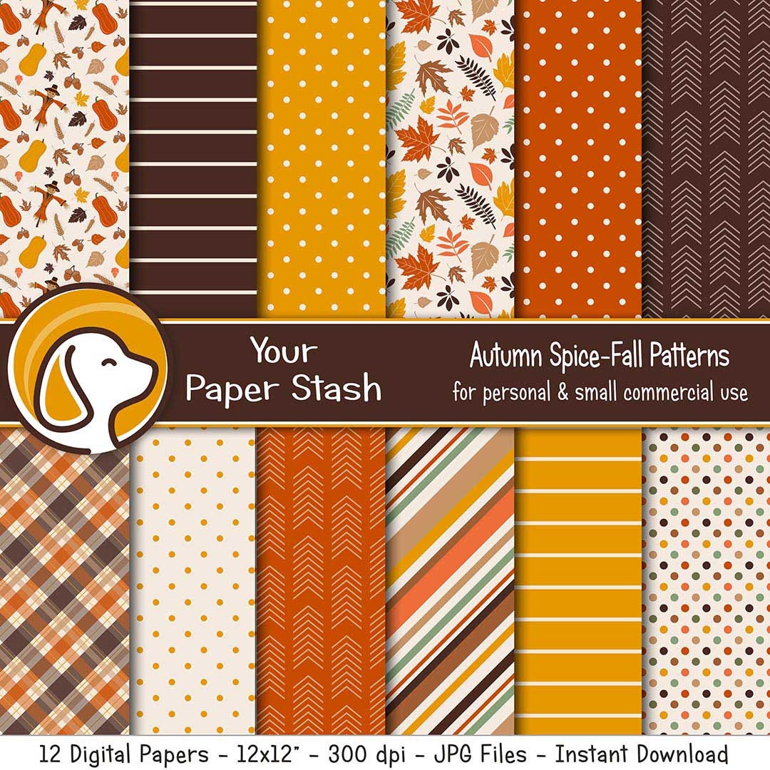 Thanksgiving Digital Papers, Autumn Scrapbook Paper W/ Scarecrows ...