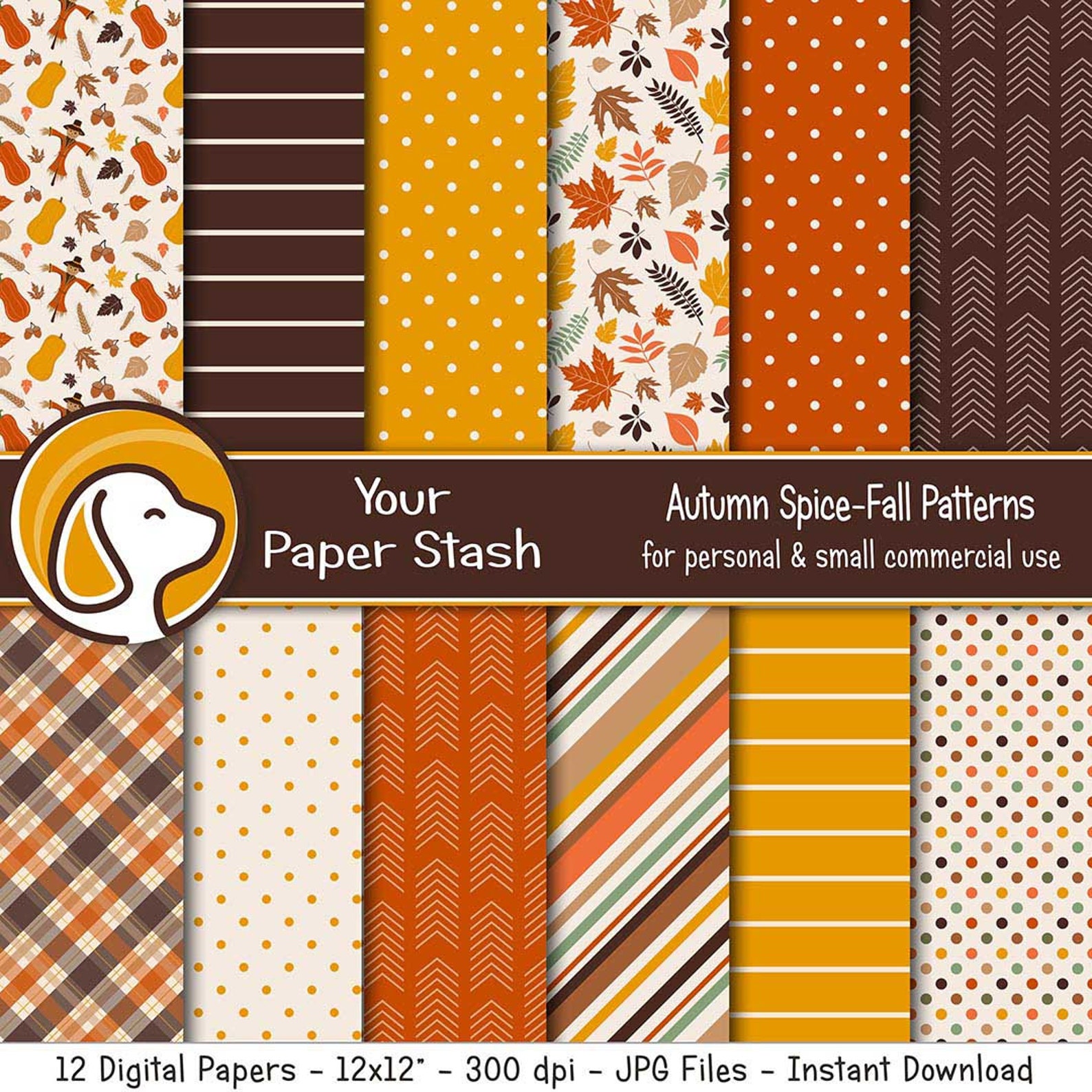 Thanksgiving Digital Papers Autumn Scrapbook Paper w/ | Etsy