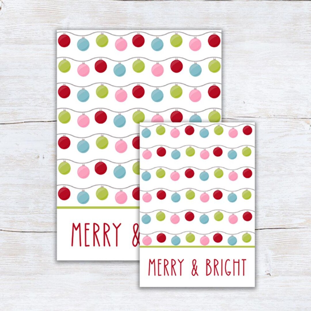 Merry and Bright Christmas Cookie Cards, Printable Holiday Christmas ...