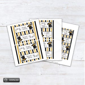 New Year's Eve Printable Bag Toppers, Black Gold Treat Candy Cookie ...