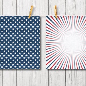 Patriotic 4th of July Digital Papers, Red White Blue Backgrounds ...