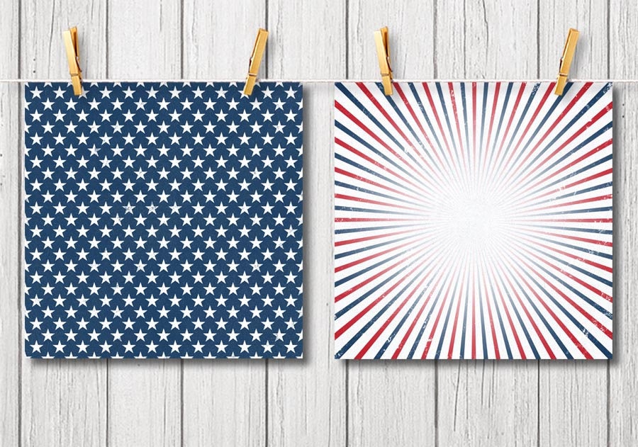 Patriotic 4th of July Digital Papers Red White Blue - Etsy