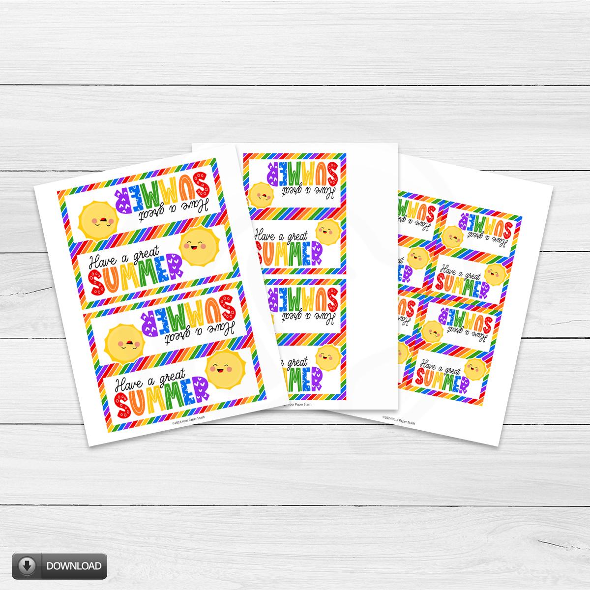 End of School Year Treat Bag Topper Printable, Rainbow Student Teacher ...