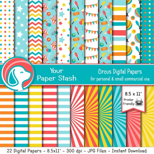 Circus & Carnival Digital Papers for Circus Themed Birthday - Etsy