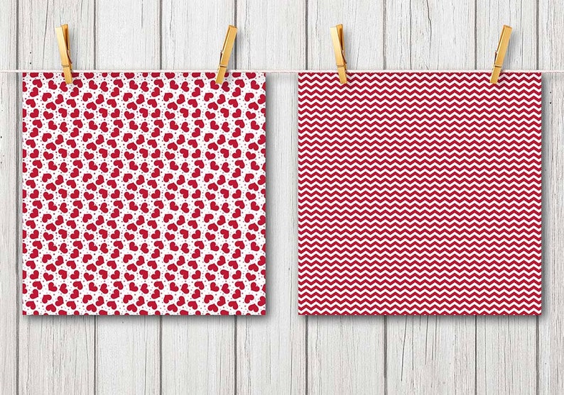 Red & Pink Valentine's Day Heart Digital Paper for Wedding - Etsy