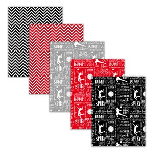 Printable Volleyball Digital Paper Patterns, Red Black Volleyball Net ...