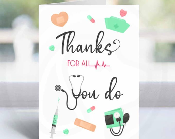 Medical Thank You Card Printable / Medical Appreciation Card / Doctor ...