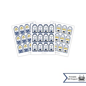 Blue Yellow Class of 2025 Printable Graduation Gift Tags, High School ...