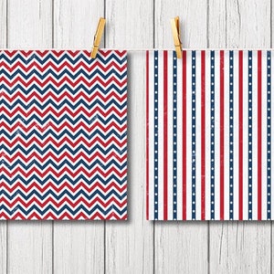 Patriotic 4th of July Digital Papers, Red White Blue Backgrounds ...