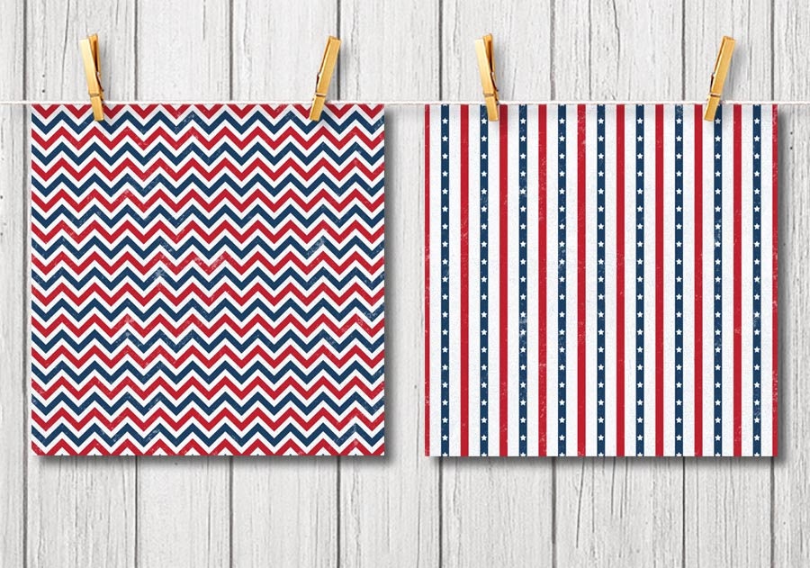 Patriotic 4th of July Digital Papers Red White Blue - Etsy