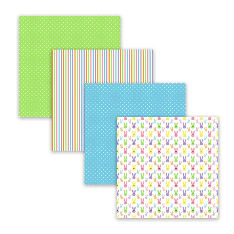 Easter Digital Scrapbook Papers With Baby Chics & Bunny Rabbits, Spring ...